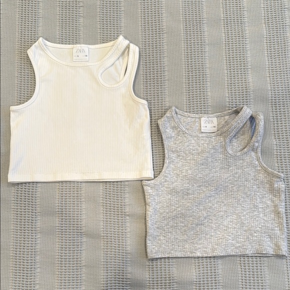 Zara | Shirts & Tops | Zara Gray And White Tank Tops Classic Sleeveless ...